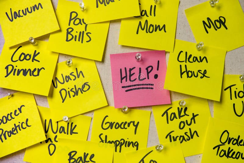 Help, Post it Notes, To Do List Sticky Notes, Overwhelmed Concept, Busy ... Help, Post it Notes, To Do List Sticky Notes, Overwhelmed Concept, Busy ...