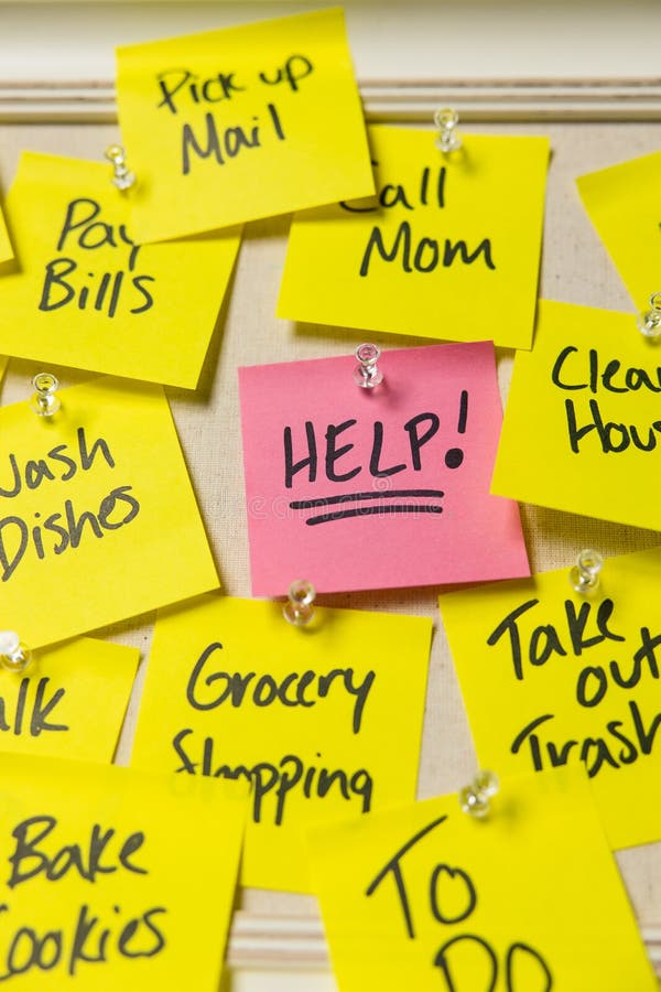 Help, Post it Notes, To Do List Sticky Notes, Overwhelmed Concept, Busy ... Help, Post it Notes, To Do List Sticky Notes, Overwhelmed Concept, Busy ...