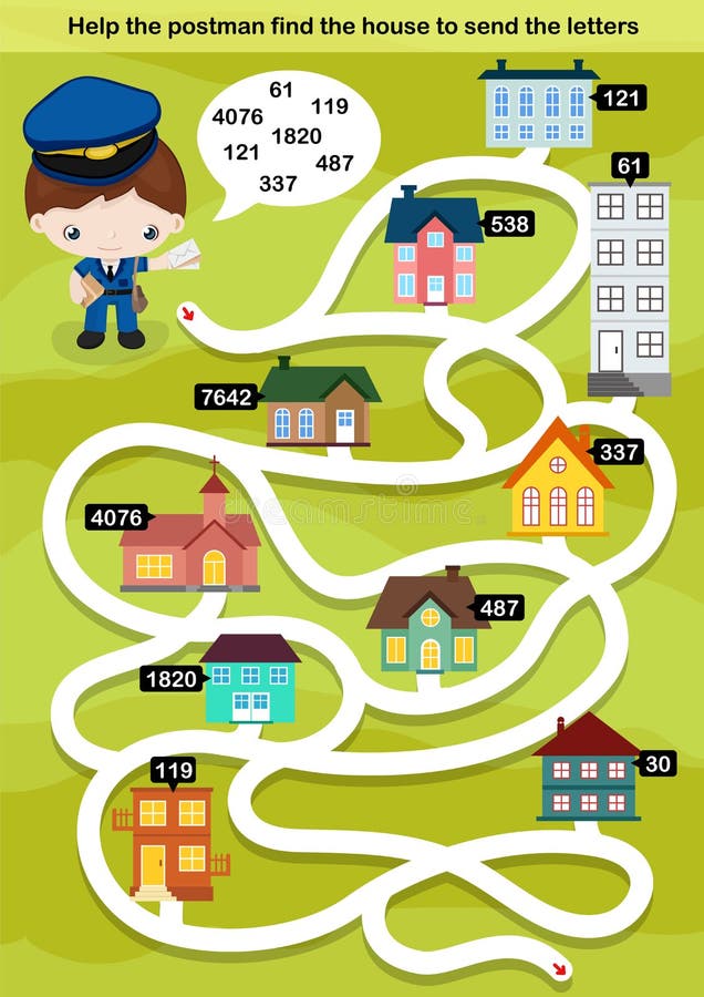 Help the Postman Find the House To Send the Letters Stock Vector ...
