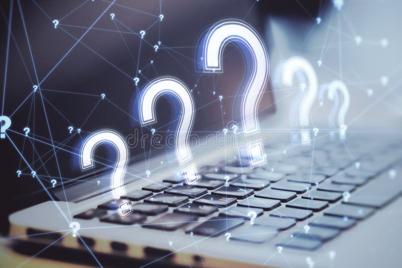 Help, Problem and Find Right Answer Concept with Digital Light Question ...