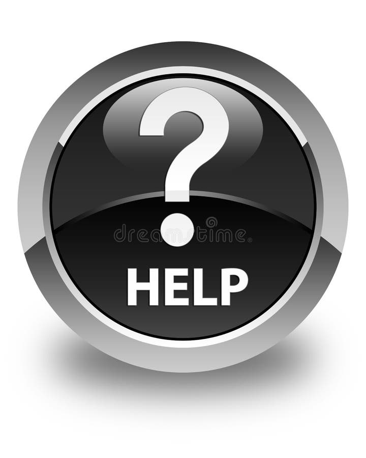 Help (question Icon) Glossy Black Round Button Stock Illustration ...