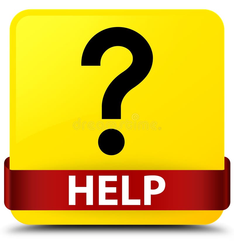 Help (question Icon) Yellow Square Button Red Ribbon in Middle Stock ...