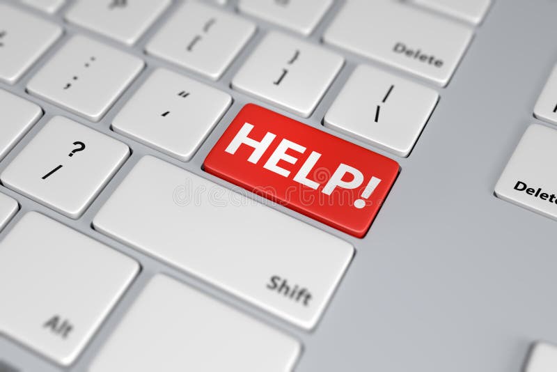 Help Red Button on White Keyboard. Stock Illustration - Illustration of ...