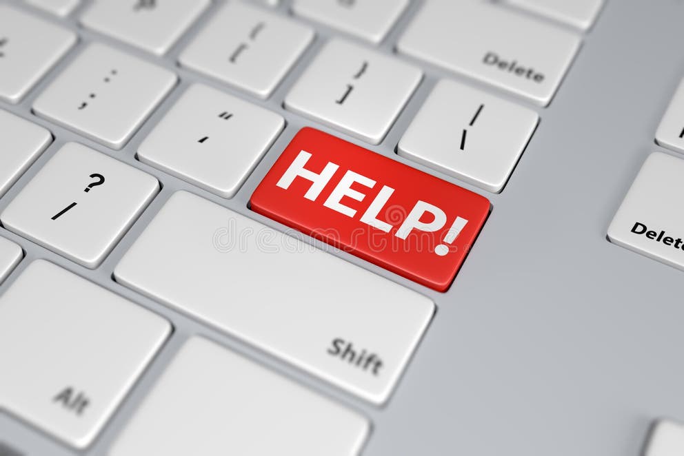 Help Red Button on White Keyboard. Stock Illustration - Illustration of ...
