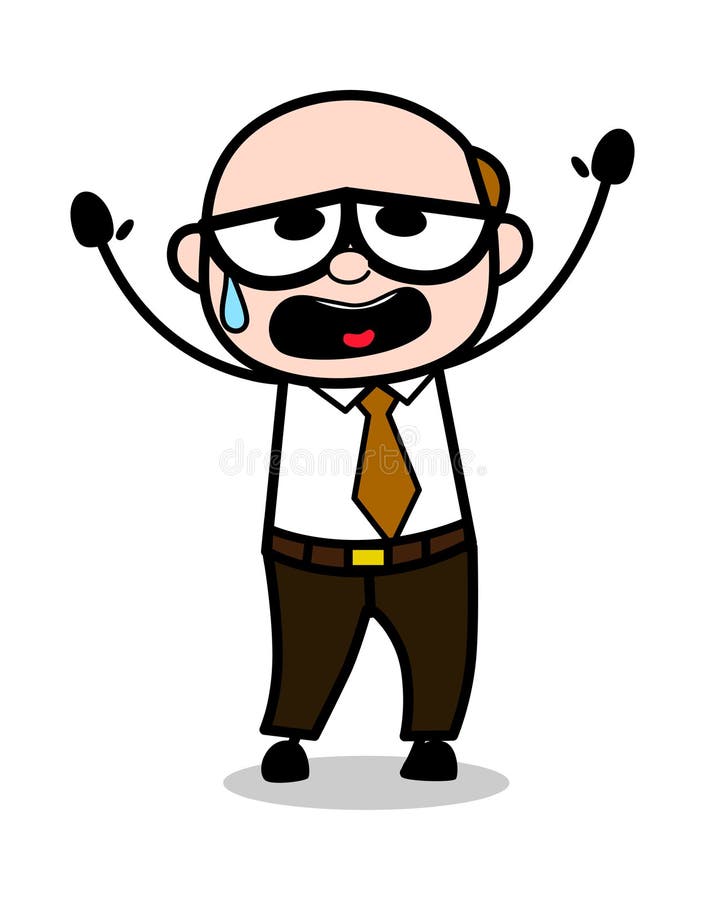 Help - Retro Cartoon Office Old Boss Man Vector Illustration Stock ...