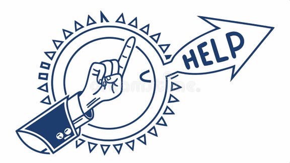 Help Sign with Pointing Hand, Assistance and Support Symbol Vector ...