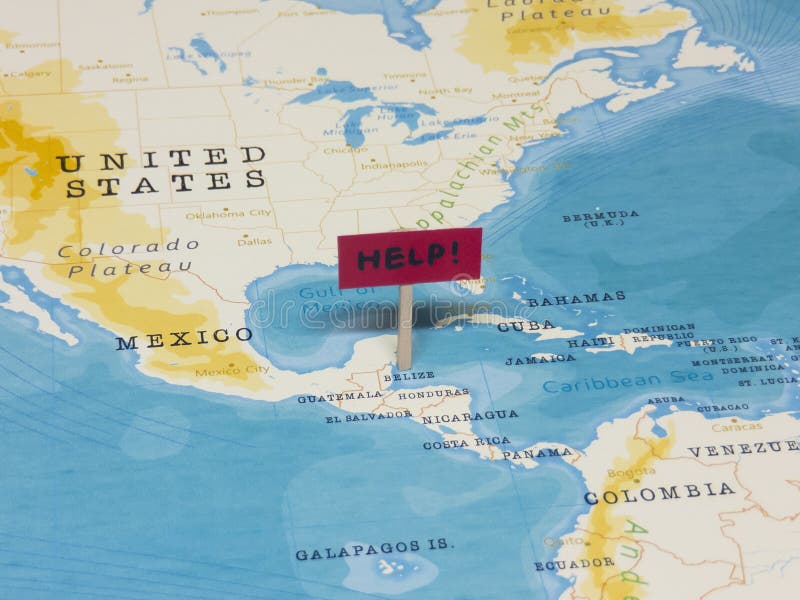 `HELP!` Sign with Pole on Belize of the World Map Stock Image - Image ...
