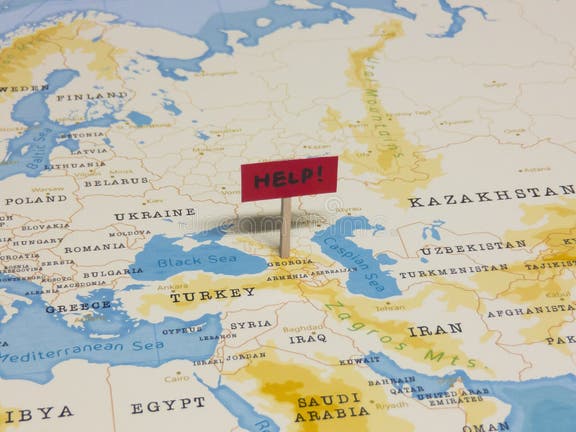 `HELP!` Sign with Pole on Georgia of the World Map Stock Image - Image ...