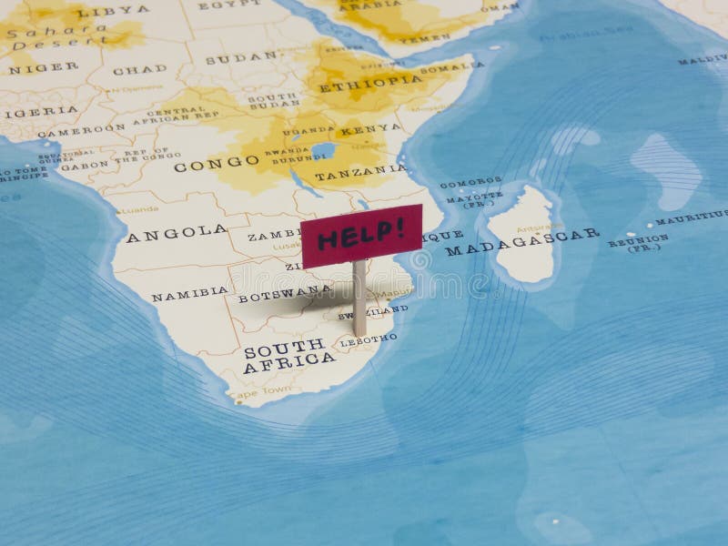 `HELP!` Sign with Pole on Lesotho of the World Map Stock Photo - Image ...