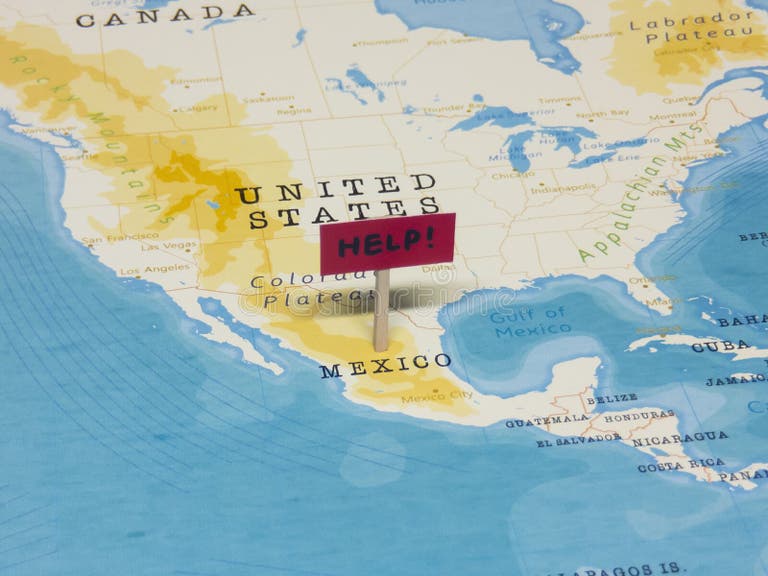 `HELP!` Sign with Pole on Mexico of the World Map Stock Photo - Image ...