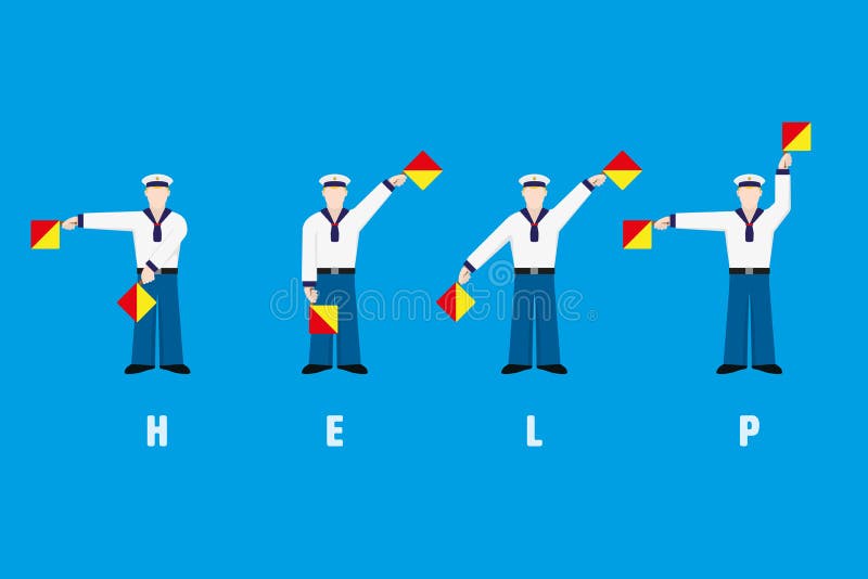 Help Signal Shown with Flag Semaphore System Stock Vector ...