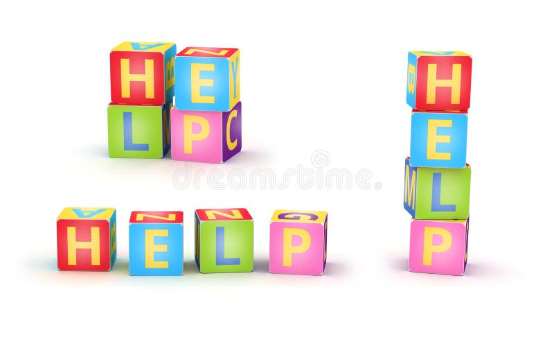 HELP spelled by abc cubes stock illustration. Illustration of playtime ...