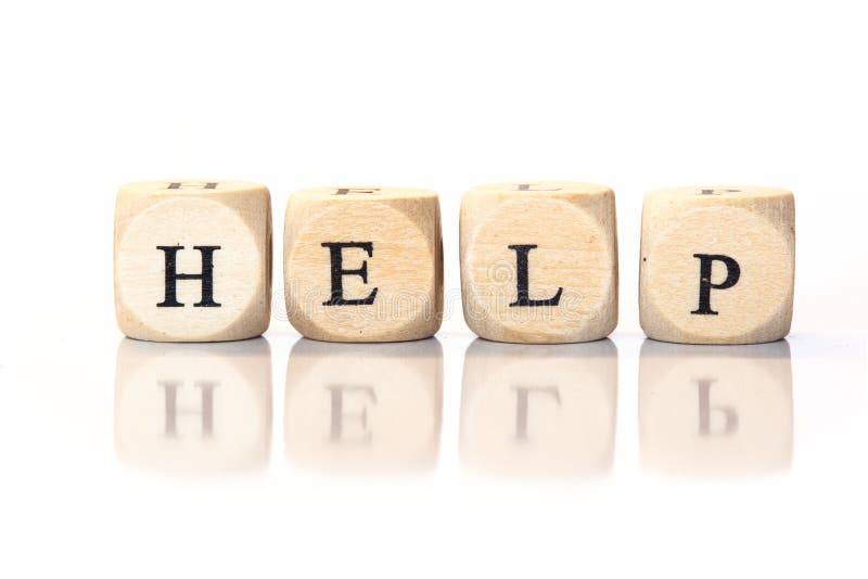 Help Spelled Word, Dice Letters with Reflection Stock Image - Image of ...