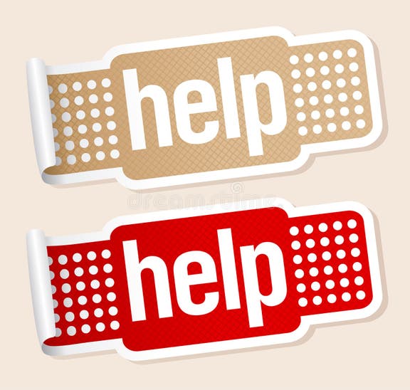Help stickers. stock vector. Illustration of plaster - 17952822