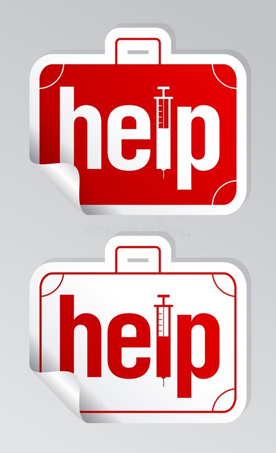 Help stickers set. stock vector. Illustration of assistance - 22847346