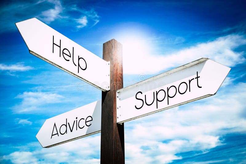Help, Support, Guidance Concept - Signpost with Three Arrows, Cartoon ... Help, Support, Guidance Concept - Signpost with Three Arrows, Cartoon ...