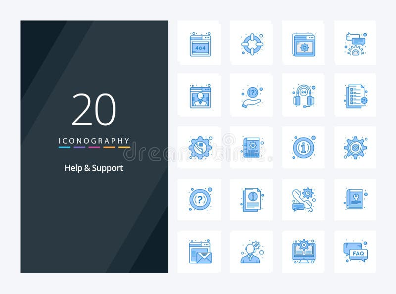 20 Help and Support Blue Color Icon for Presentation Stock Vector ...