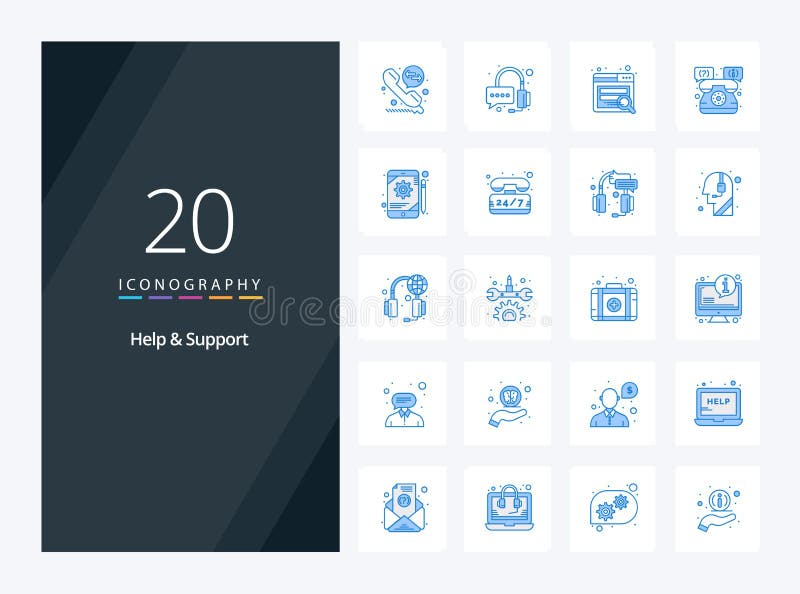20 Help and Support Blue Color Icon for Presentation Stock Vector ...