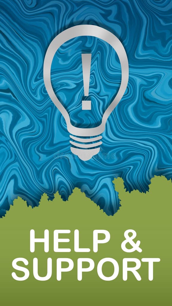 Help and Support Bulb Blue Texture Green Text Vertical Stock ...
