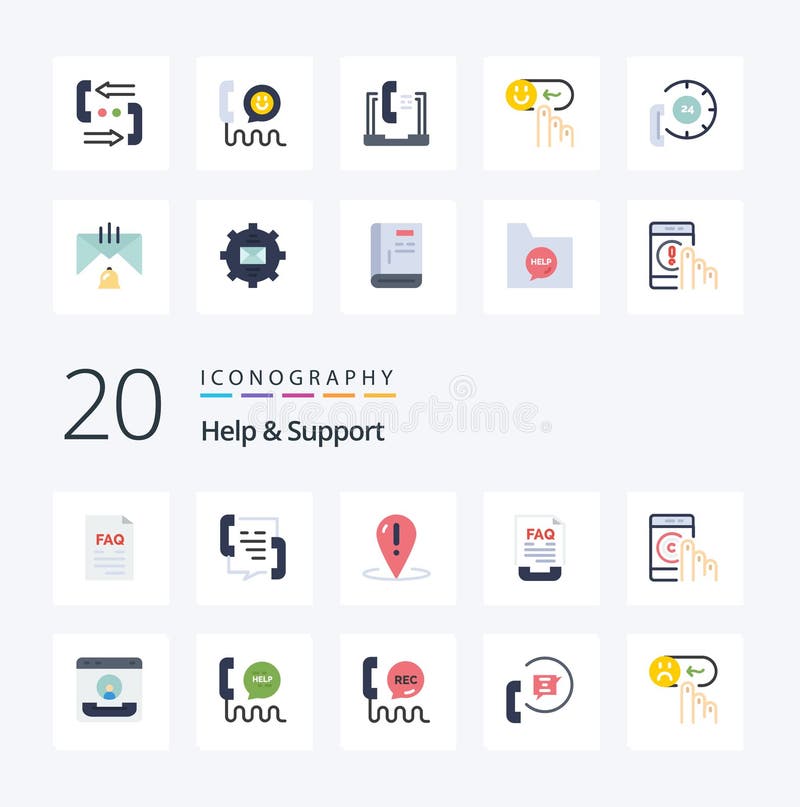 20 Help and Support Flat Color Icon Pack Like Document Communication ...