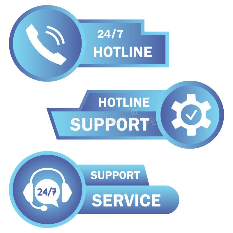 Help and Support Hotline Buttons. Online Technical Support Stock Vector ...