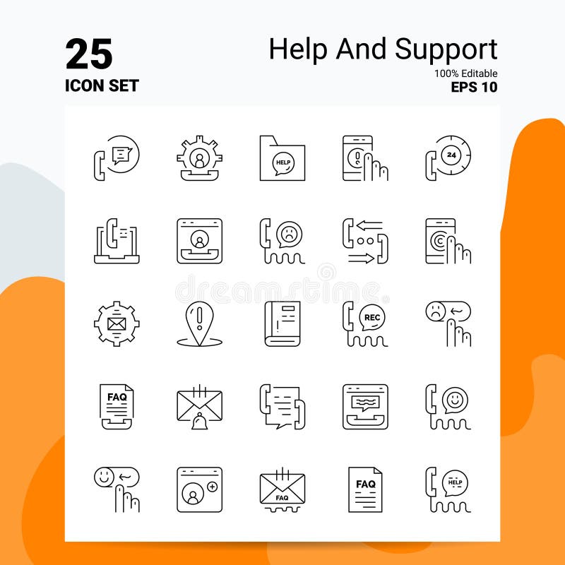 25 Help and Support Icon Set. 100 Editable EPS 10 Files Stock Vector ...