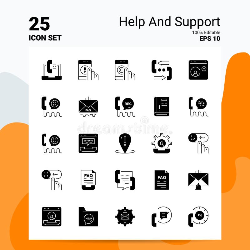 25 Help and Support Icon Set. 100 Editable EPS 10 Files Stock Vector ...