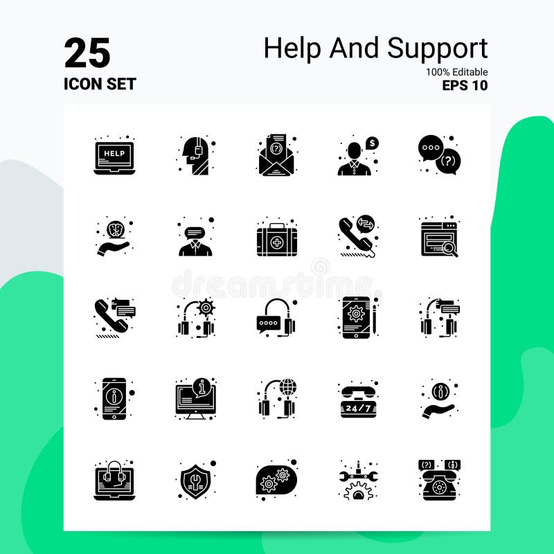 25 Help and Support Icon Set. 100 Editable EPS 10 Files Stock Vector ...