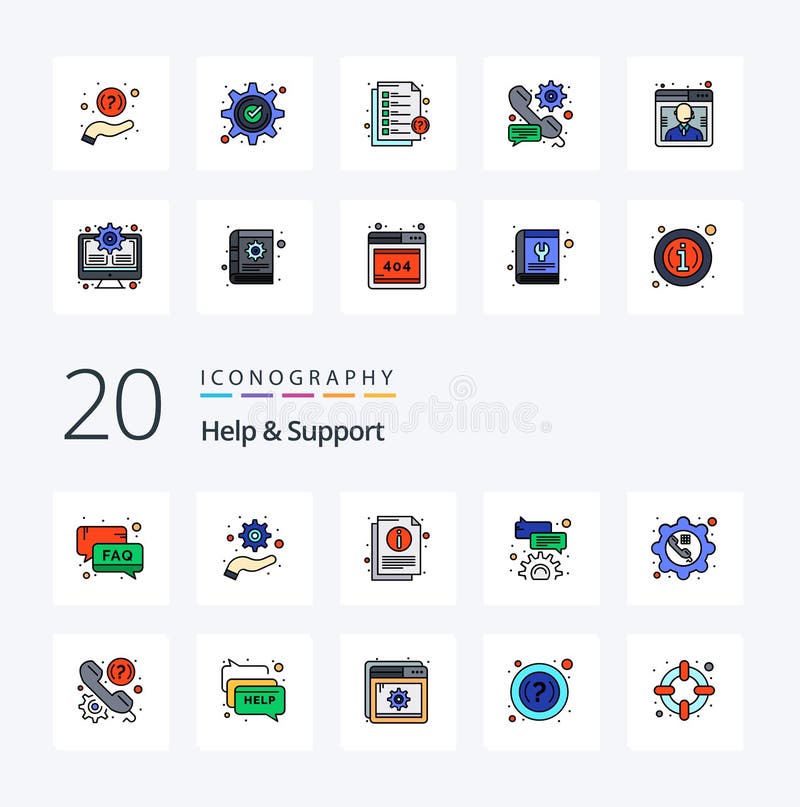20 Help and Support Line Filled Color Icon Pack Like Configure Phone ...