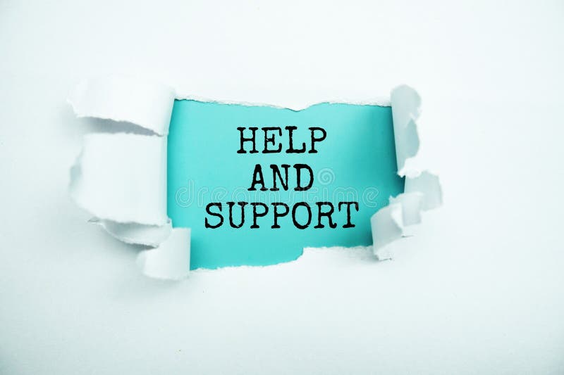 Help and Support Message Written on Blue Paper with Torn Paper ...