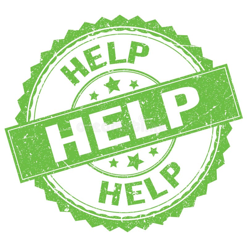 HELP Text on Green Round Stamp Sign Stock Illustration - Illustration ...
