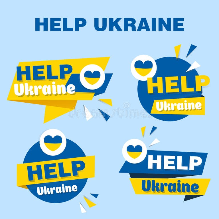 Help Ukraine, a Set of Stickers. Vector Illustrations. Stock Vector ...