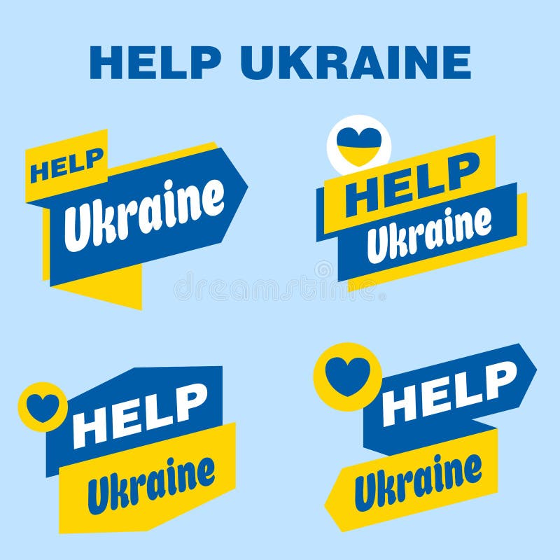 Help Ukraine, a Set of Stickers. Vector Illustrations. Stock Vector ...