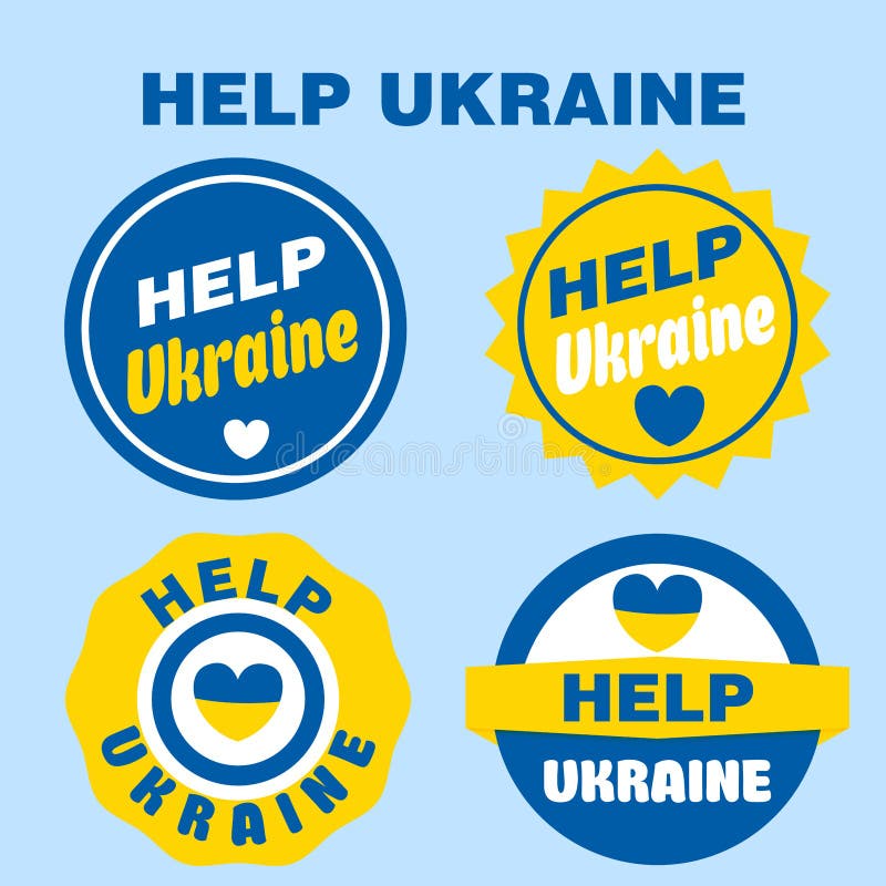 Help Ukraine, a Set of Stickers. Vector Illustrations. Stock Vector ...