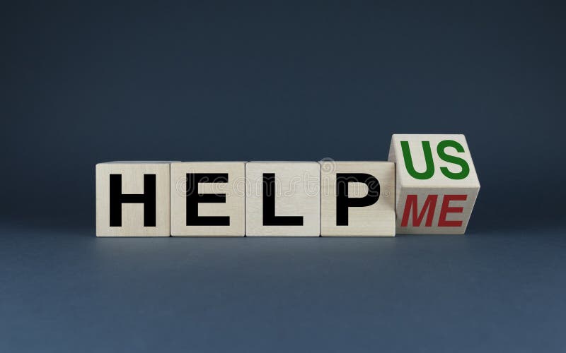 Help Us or Me. Cubes Form Words Help Us or Help Me Stock Illustration ...