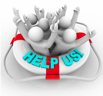 Help Us - People in Life Preserver Stock Illustration - Illustration of ...
