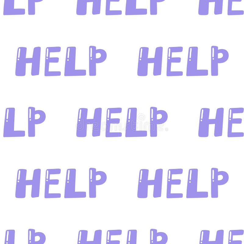 Help. Vector Seamless Pattern with Calligraphy Hand Drawn Text. Good ...