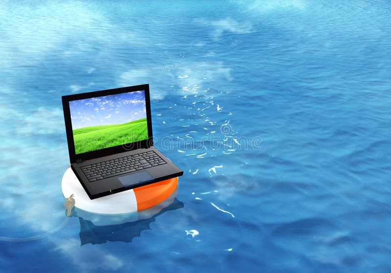 Laptop rescue stock illustration. Illustration of perspective - 9465887