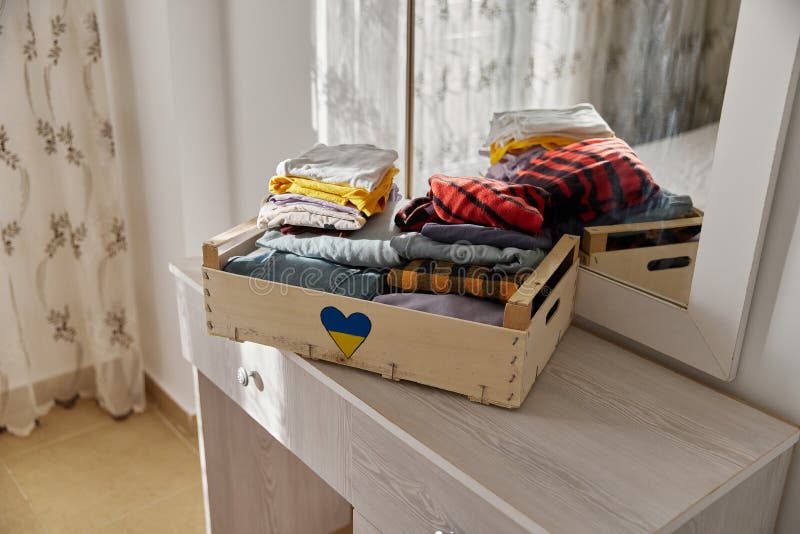 Help Volunteering Donation Concept. Donation Box Full of Clothes at ...