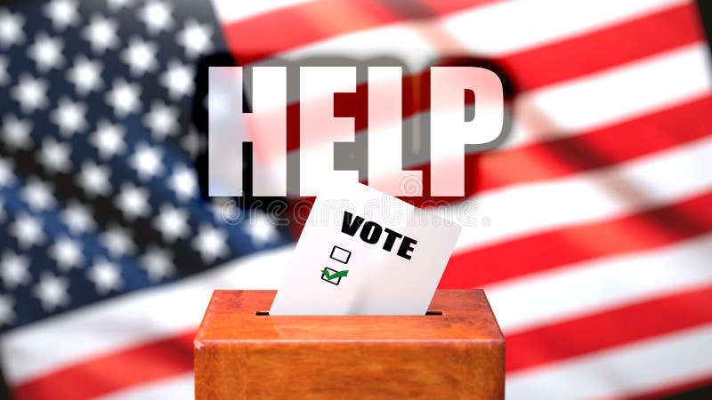 Help and Politics in the USA, Symbolized As a Person Standing in Front ...