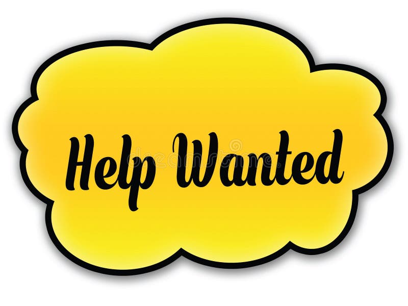 HELP WANTED Handwritten on Yellow Cloud with White Background Stock ...