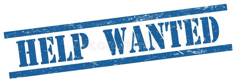 HELP WANTED Text on Blue Grungy Rectangle Stamp Stock Illustration ...