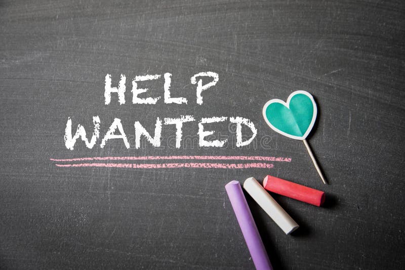 Help Wanted. Text and Pieces of Chalk on a Dark Blackboard Stock Image ...