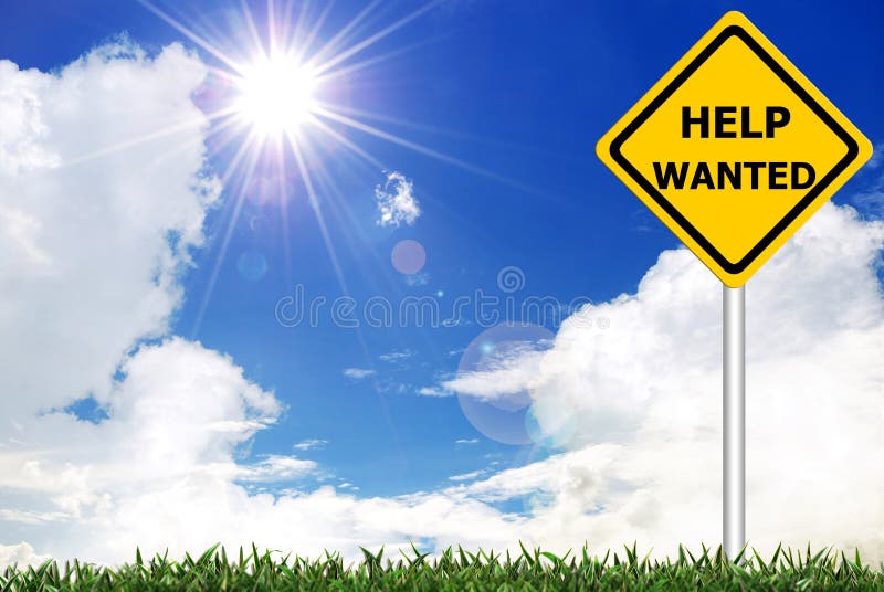 HELP WANTED on Warning Sign Stock Photo - Image of commercial, memory ...