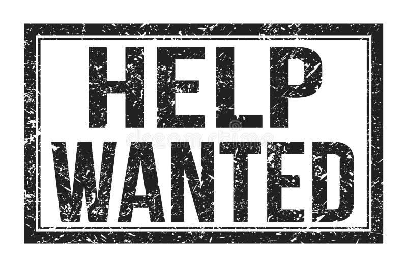 HELP WANTED, Words on Black Rectangle Stamp Sign Stock Illustration ...