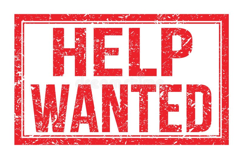 HELP WANTED, Words on Red Rectangle Stamp Sign Stock Illustration ...