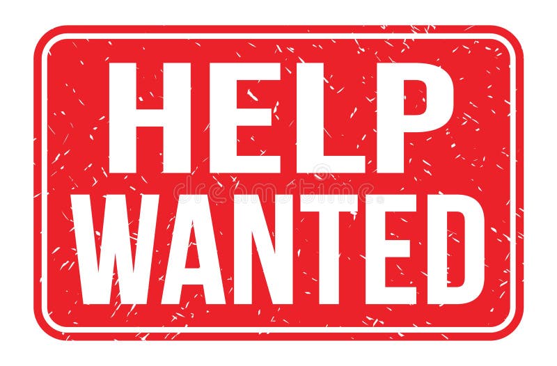 HELP WANTED, Words on Red Rectangle Stamp Sign Stock Illustration ...