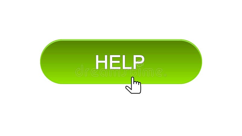 Help Web Interface Button Clicked with Mouse Cursor, Green Color, Support Online Stock ...