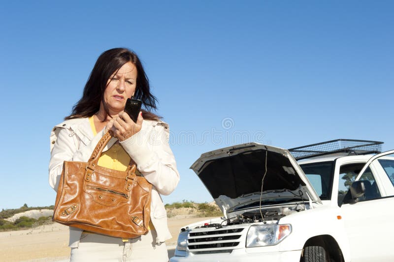 Help for Woman Car Breakdown Stock Photo - Image of remote, auto: 26957678