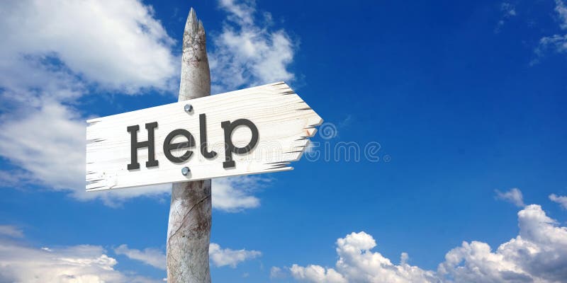 Help - Wooden Signpost with One Arrow Stock Photo - Image of text ...
